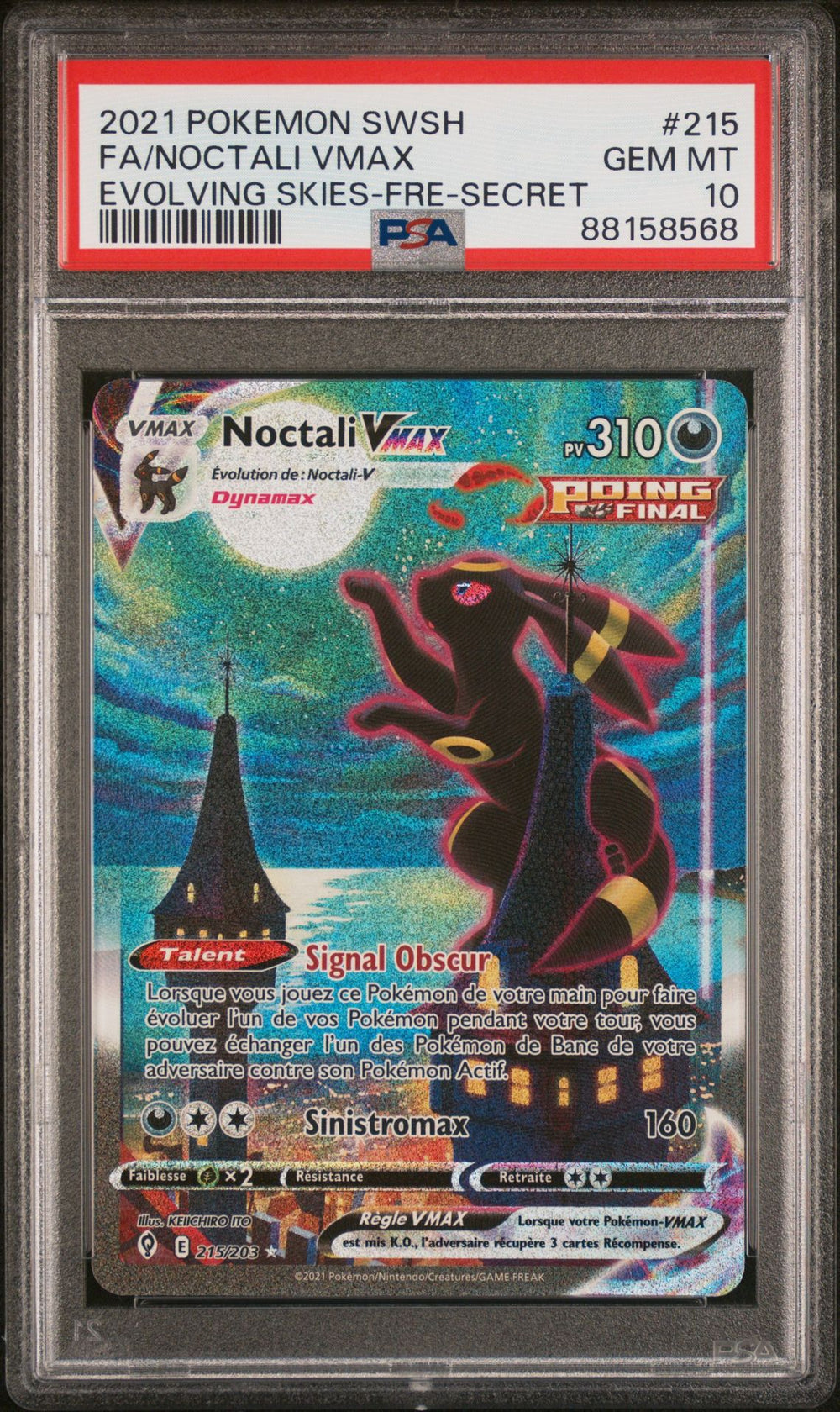 [GRADE] [PSA 10] 215/203 Noctali Vmax